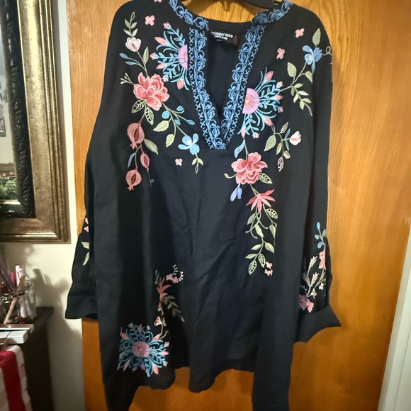 Johnny Was | Tops | Johnny Was Black Tunic With Colorful Floral ...